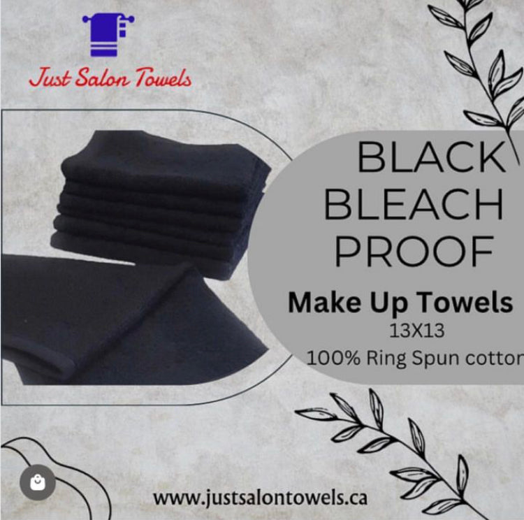 BLACK BLEACH PROOF MAKE UP TOWELS – Just Salon Towels Canada