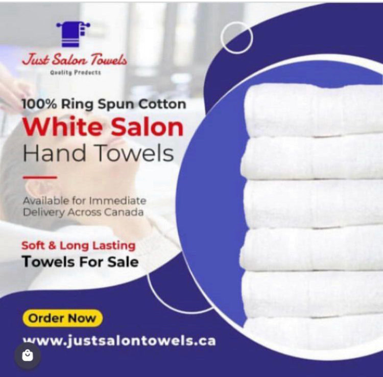 WHITE SALON HAND TOWELS – Just Salon Towels Canada